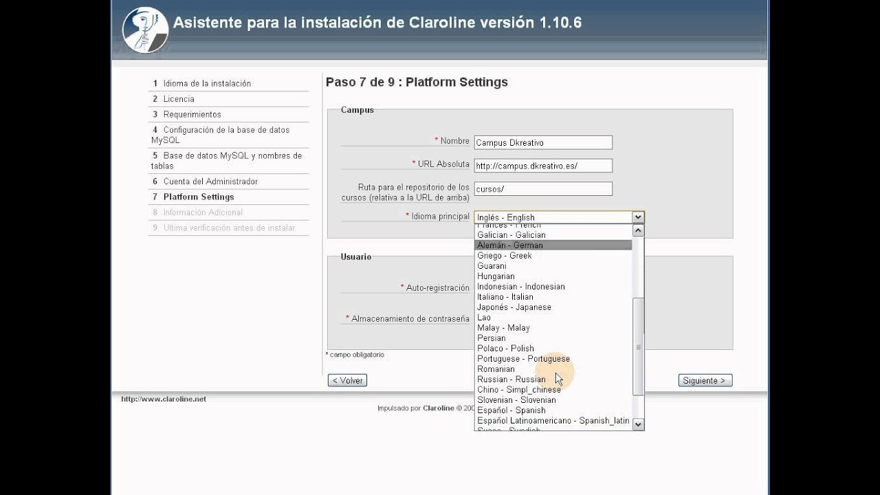 instalacion claroline - YouTube