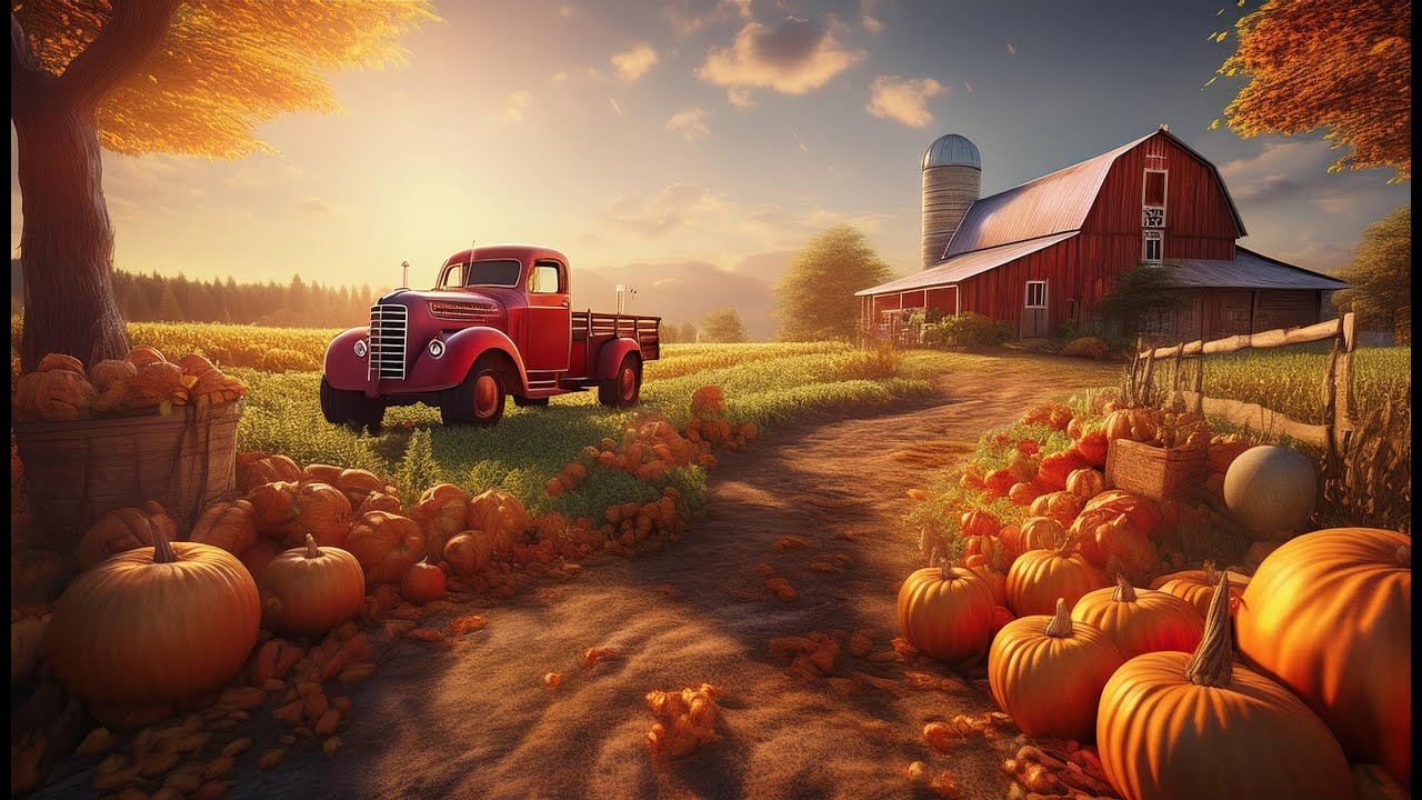 Relaxing Autumn Farm Ambience | Pumpkin Patch | Nature and Farm Animal ...