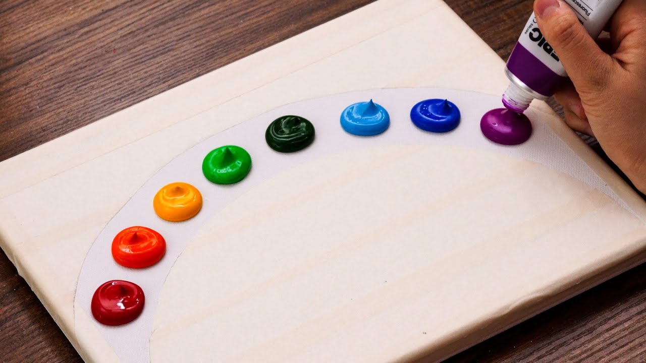 How To Paint Abstract Gradient Rainbow｜5 Easy Acrylic Painting Idea ...