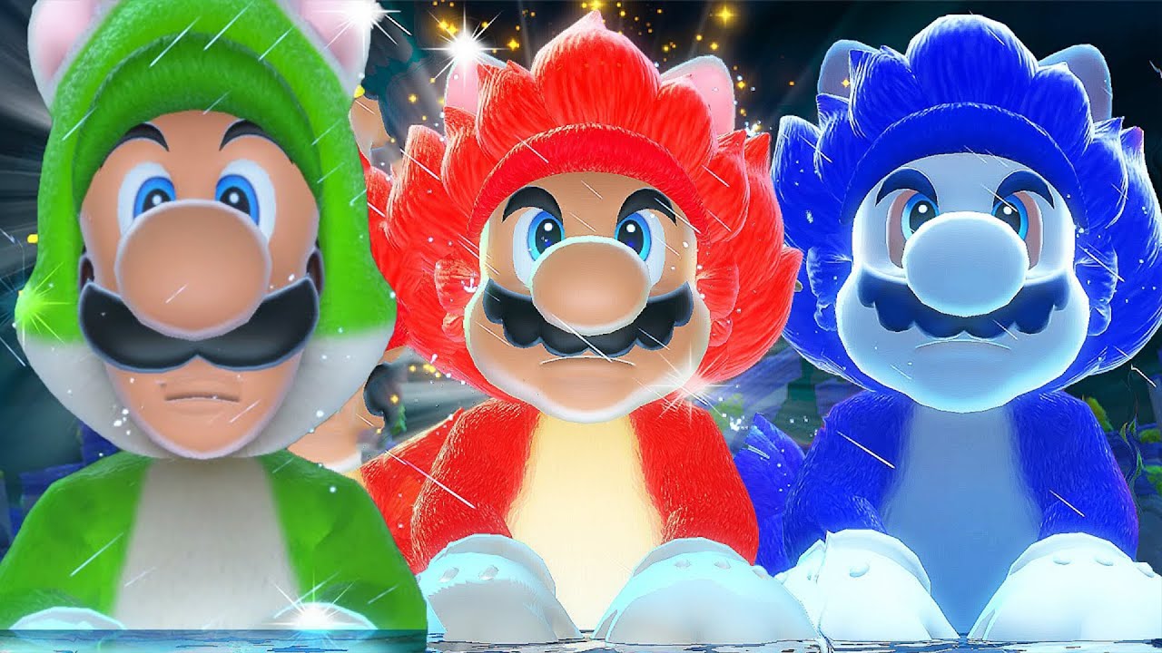 All Luigi and Mario Giga Cat Suits in Super Mario 3D World + Bowser's ...