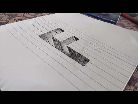 3d drawing F letter On paper for beginners How to draw 3d letter F
