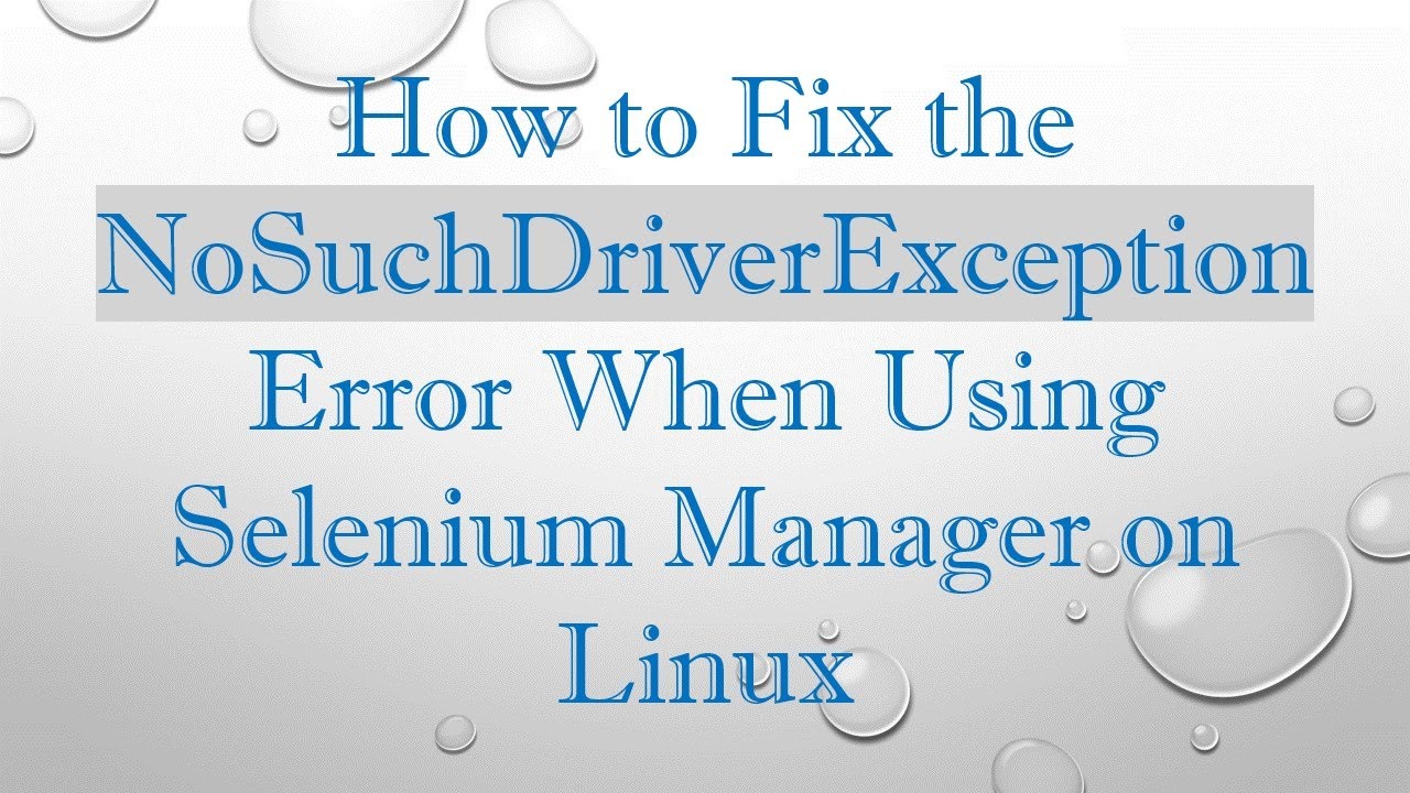 How to Fix the NoSuchDriverException Error When Using Selenium Manager ...