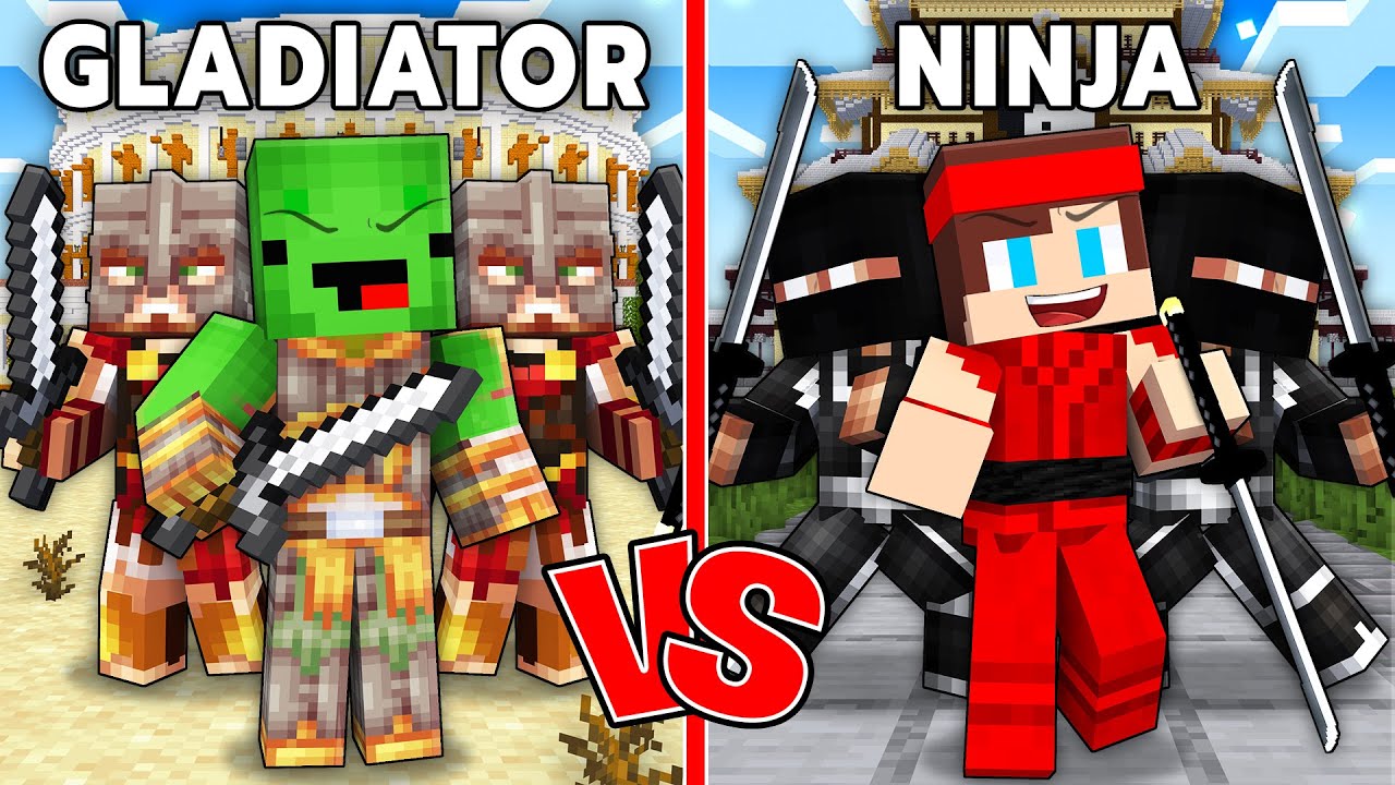 Mikey GLADIATOR vs JJ NINJA Army Survival Battle in Minecraft - Maizen - YouTube