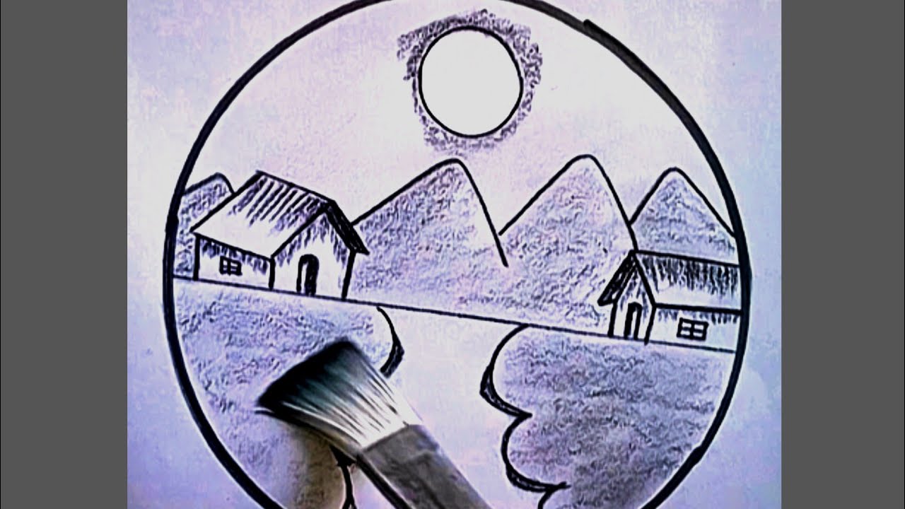 "Capturing Nature's Beauty Within a Circle: A Stunning Scenery Drawing ...