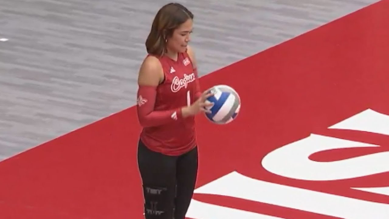 UL injured senior serves ace to clinch win over Georgia Southern - YouTube