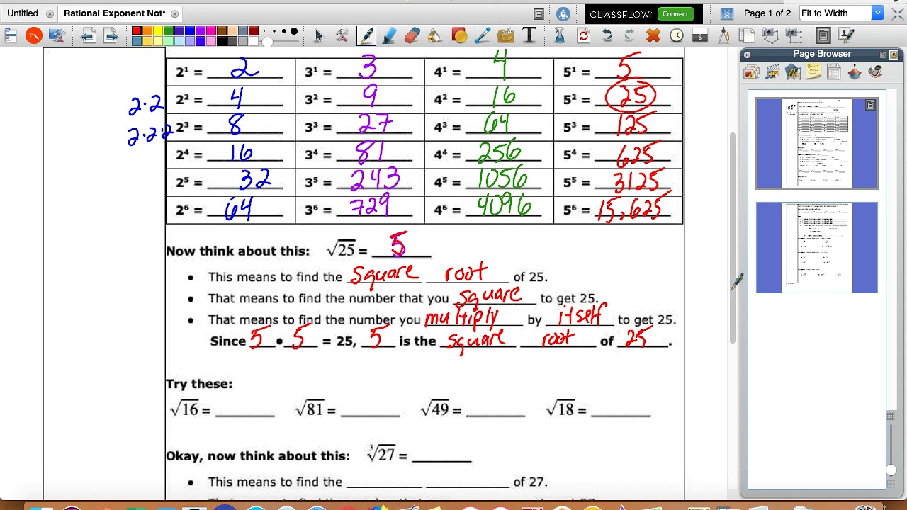 Rational Fractional Exponents (part 1) - YouTube