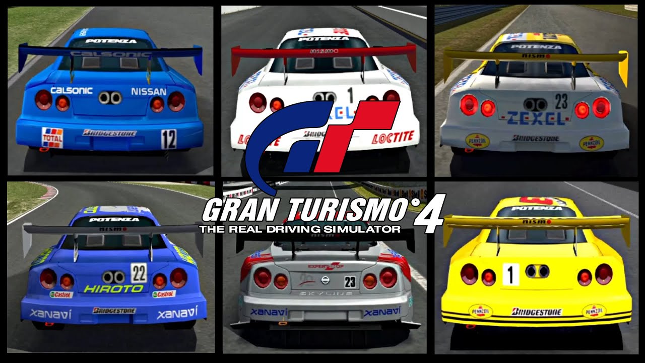 Gran Turismo 4 - All Nissan Skyline JGTC Race Cars - YouTube