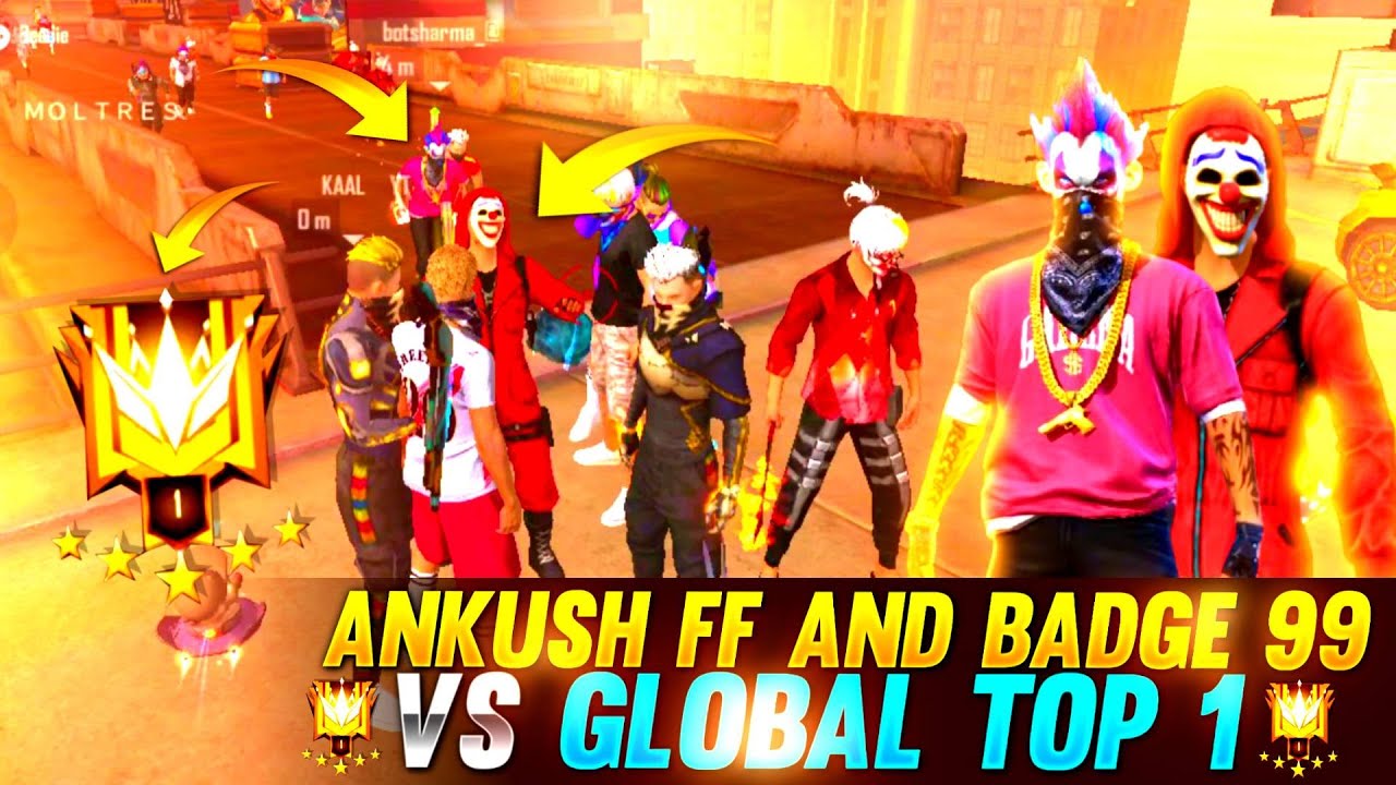 Pro Lobby of Ankush FF & Badge99 ️🤯 Bundle Players Vs Global top 1 Betu ...