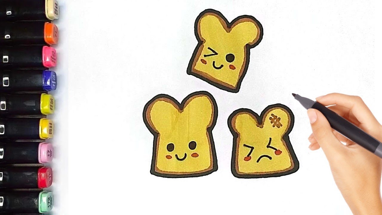 How to Draw Cute Toast | Drawing and Coloring for Kids and Toodler #067 ...