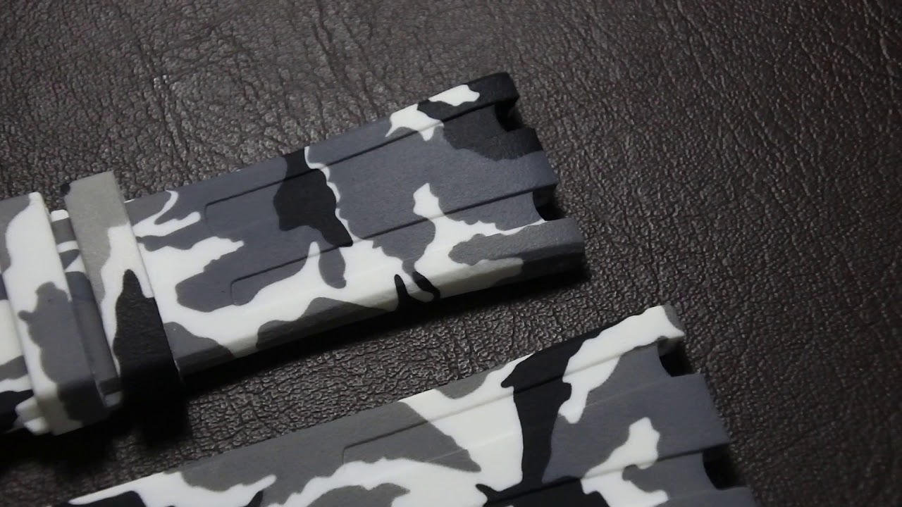 Premium Camo / Camouflage Rubber Strap For AP ROO 42mm Diver - White ...