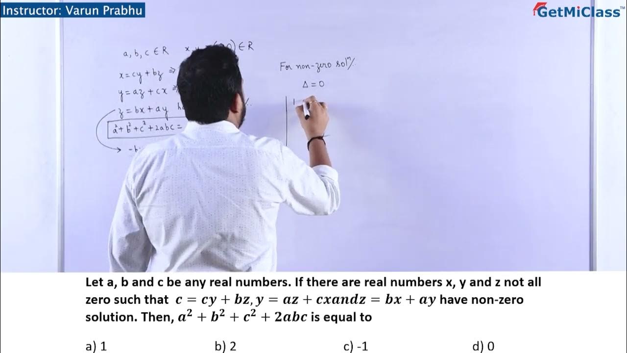 Linear Equations in 3 Variables JEE 12th Mathematics Determinants - YouTube