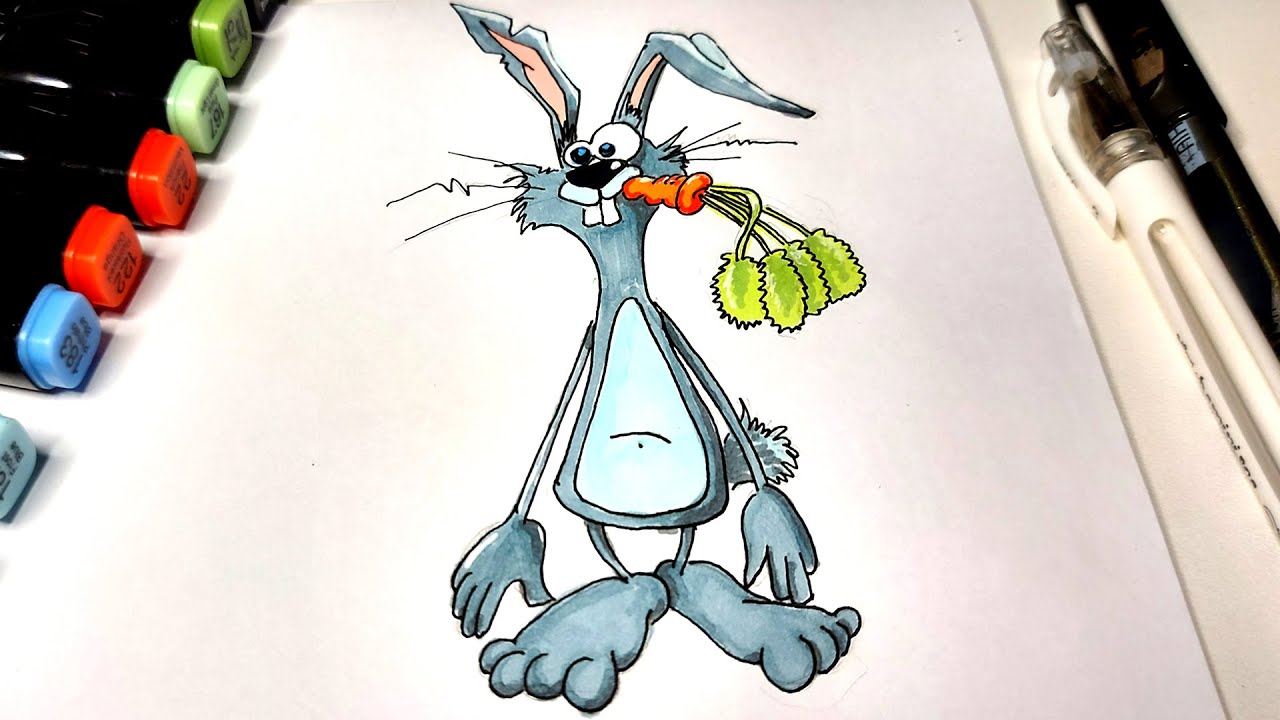 How to draw a crazy bunny with markers? - YouTube