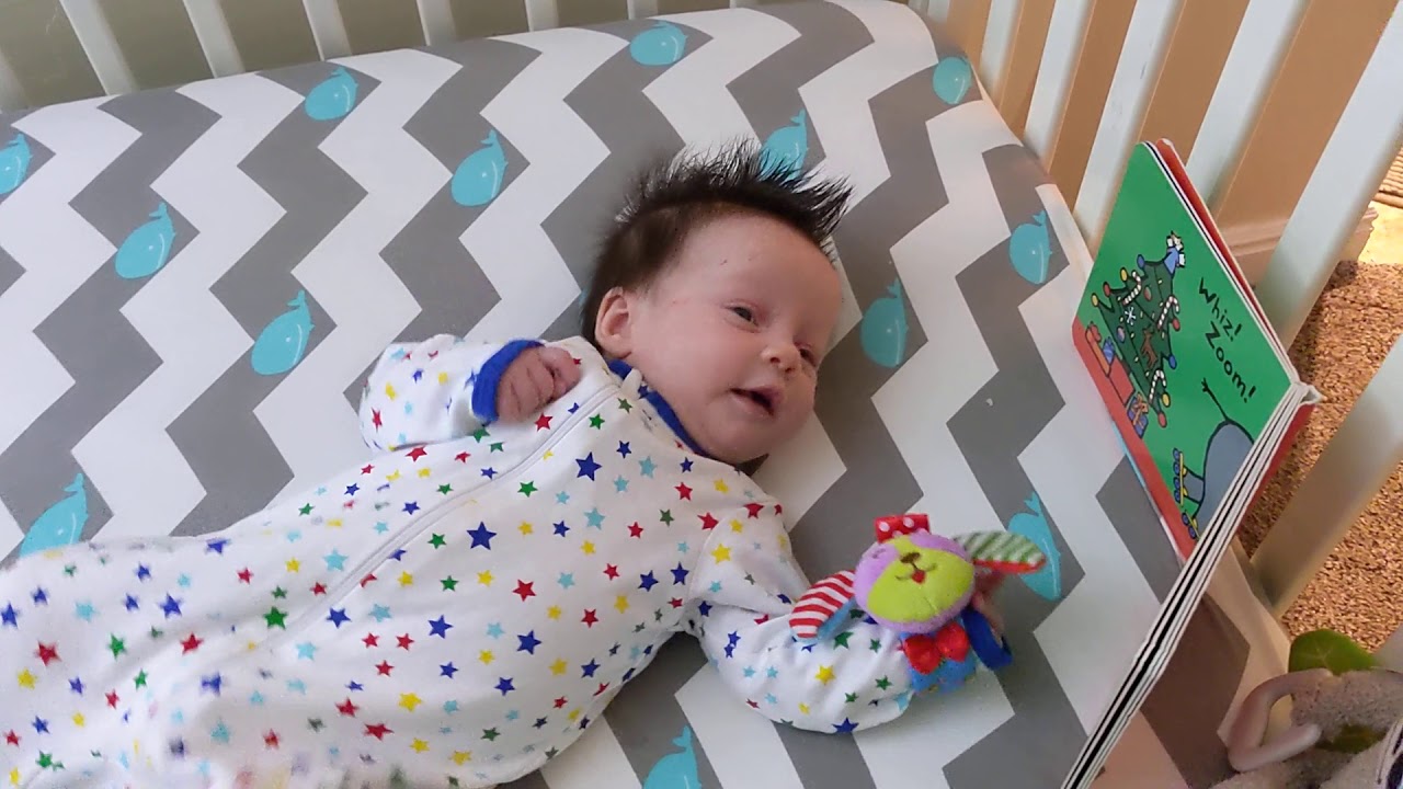 Baby Hope Coos Laughs and Fusses in Crib with Book - YouTube