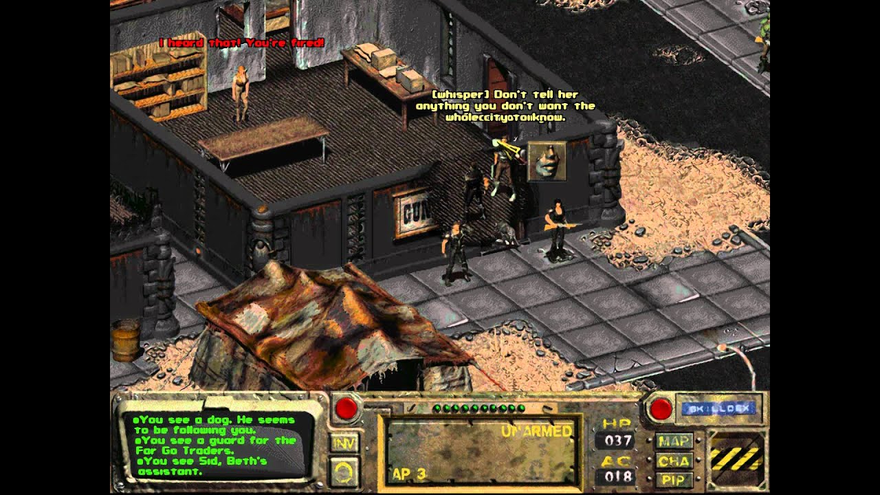 FALLOUT 1 - gameplay - funny texts - Sid and Beth - gun shop - RXQ79 ...