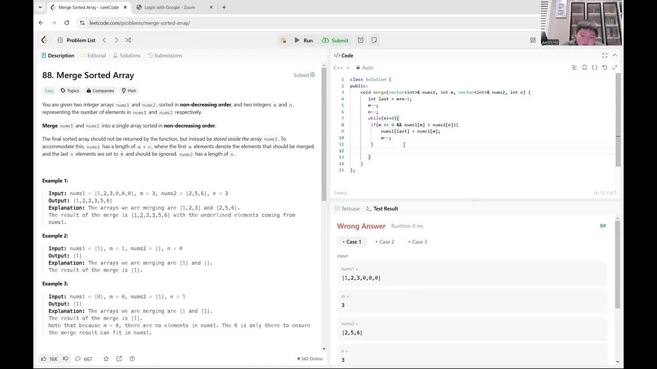88. Merge Sorted Array (New Version) - YouTube