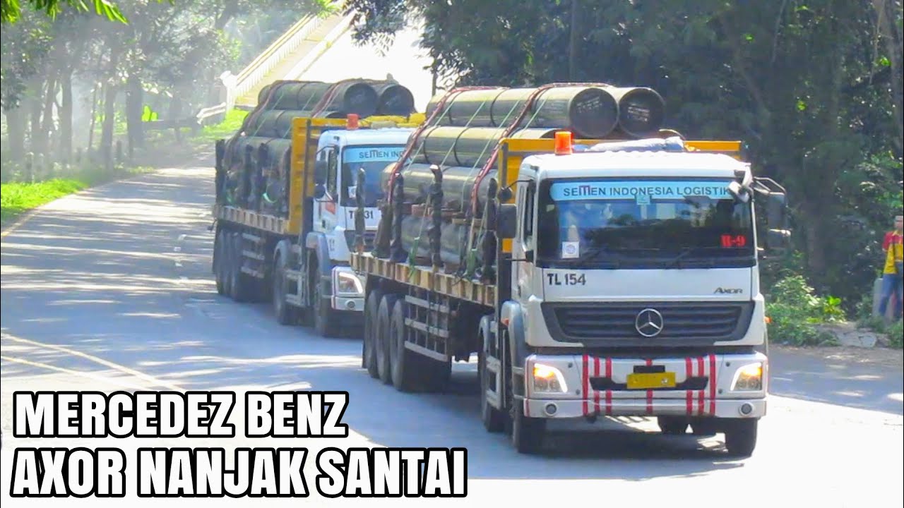4 Truk Trailer Mercedez Benz Axor 4028 T SILOG Muatan Besi Nanjak ...
