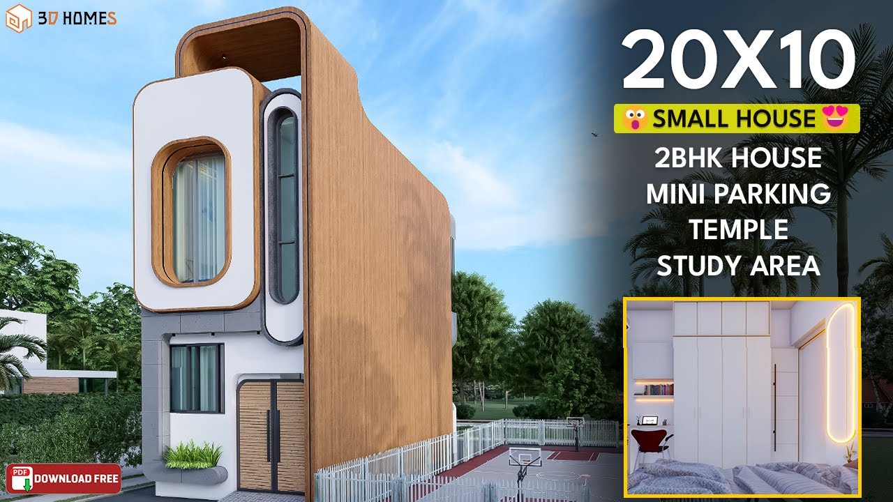 Tiny House 20x10 | 2 Bhk | Mini Parking | Temple | Study Area | Modern ...