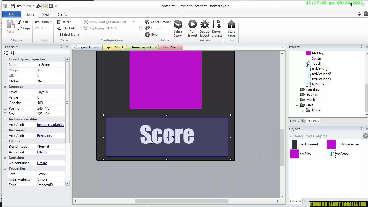 【Construct 2】adding in the score and the game mechanic Make a physics collect game - YouTube