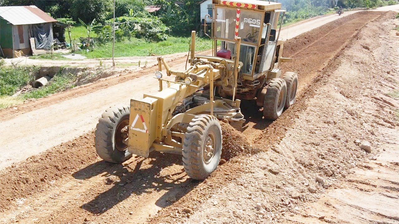 Wonderful Motor Grader Grading Red Gravel Building Road, Best Power ...