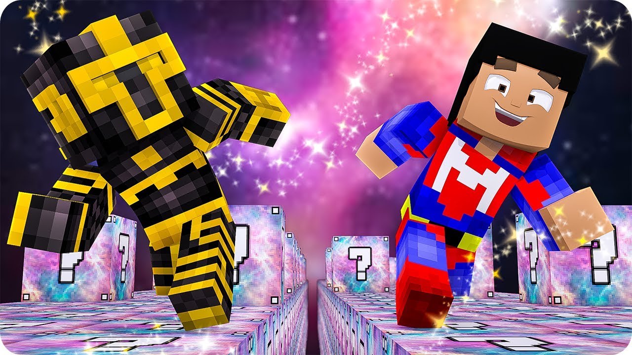 Carrera De Lucky Blocks MÁgicos En Minecraft 😱 Youtube