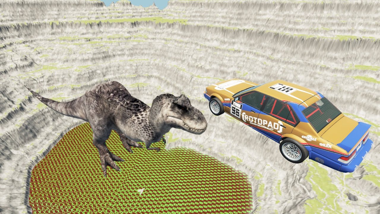 Leap of Death Cars Jumps & Falls into T-Rex #242 | BeamNG drive - YouTube