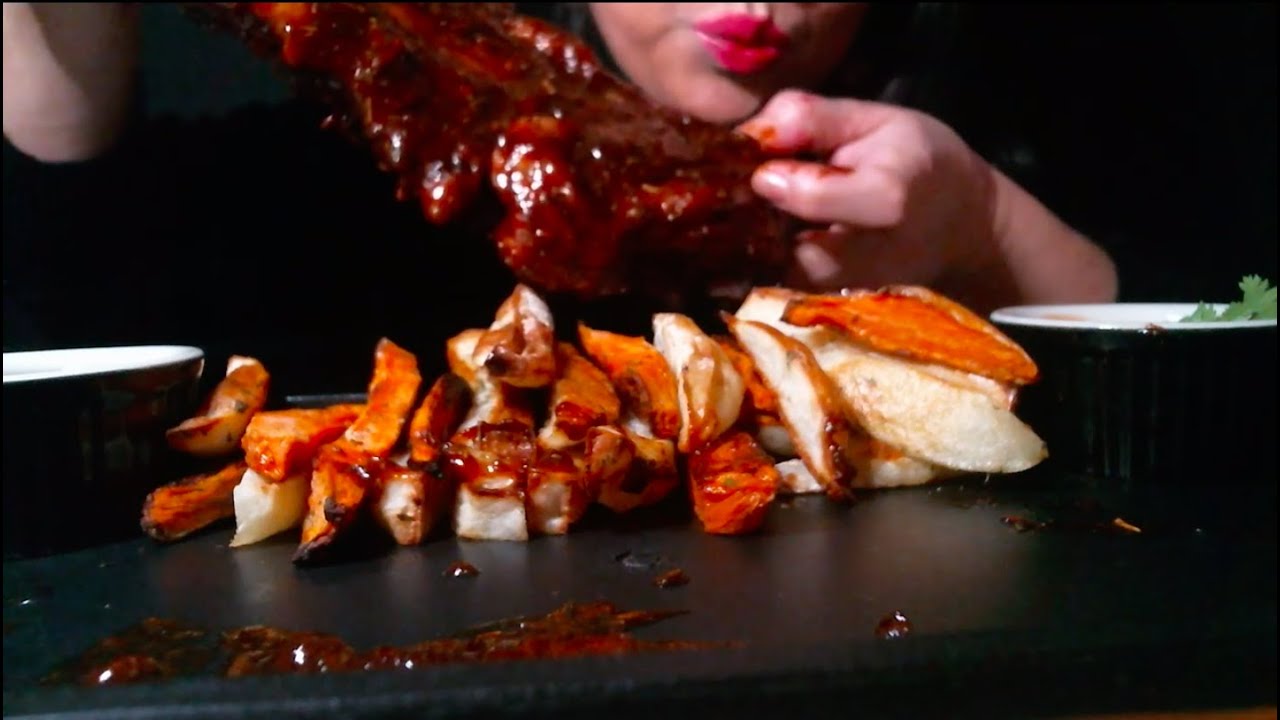 ASMR - All American Beef Ribs (Messy Eating) Crunchy, Soft, Tearing ...
