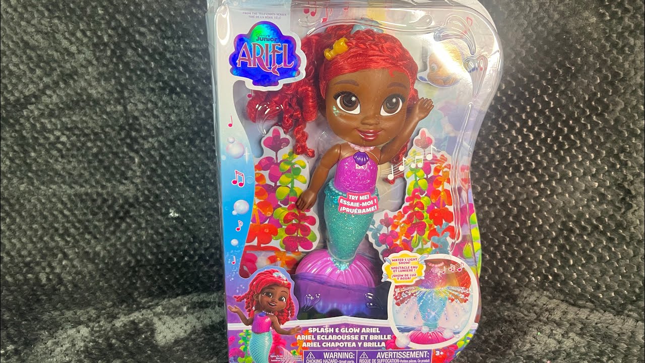 Disney Junior Ariel Splash 'N' Glow Ariel Doll Unboxing & Playthrough ...