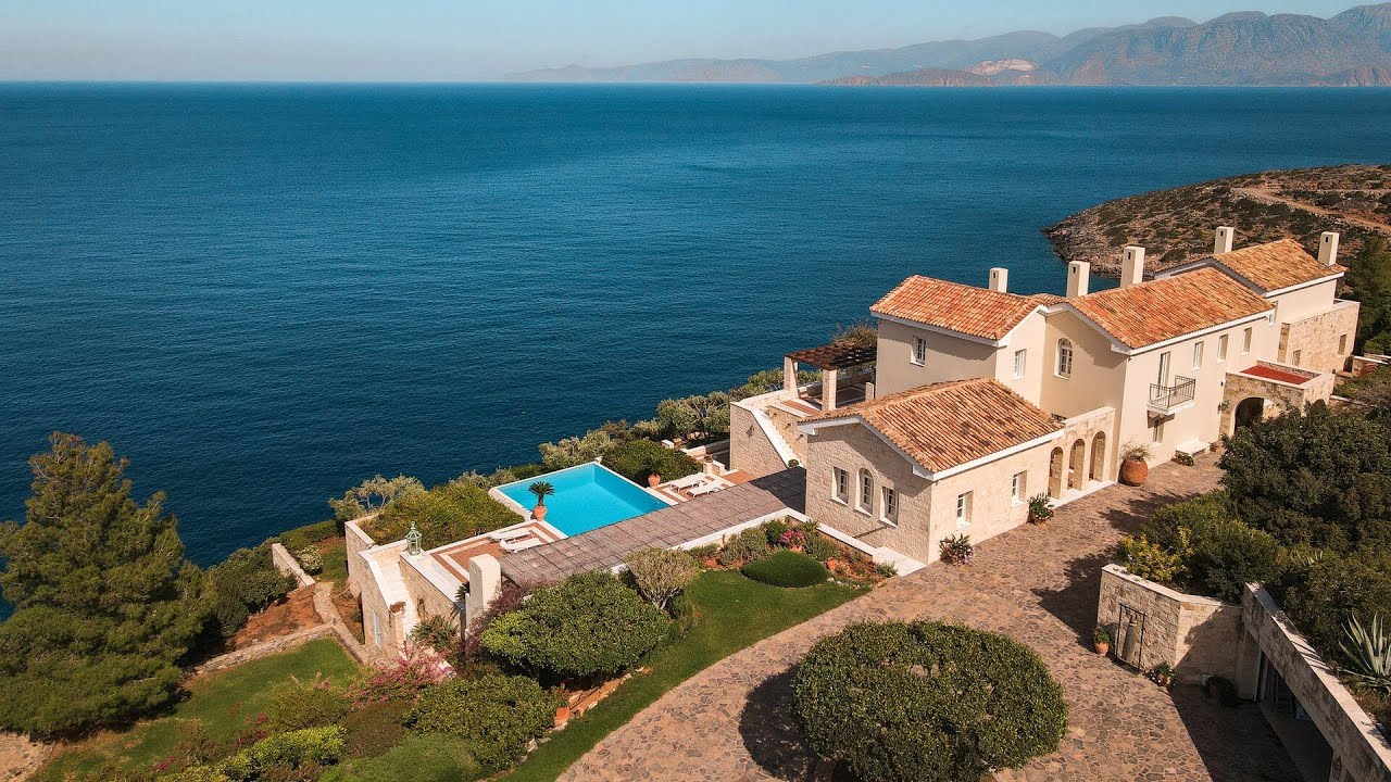 Touring a beachfront Mansion in Elounda | Crete - YouTube