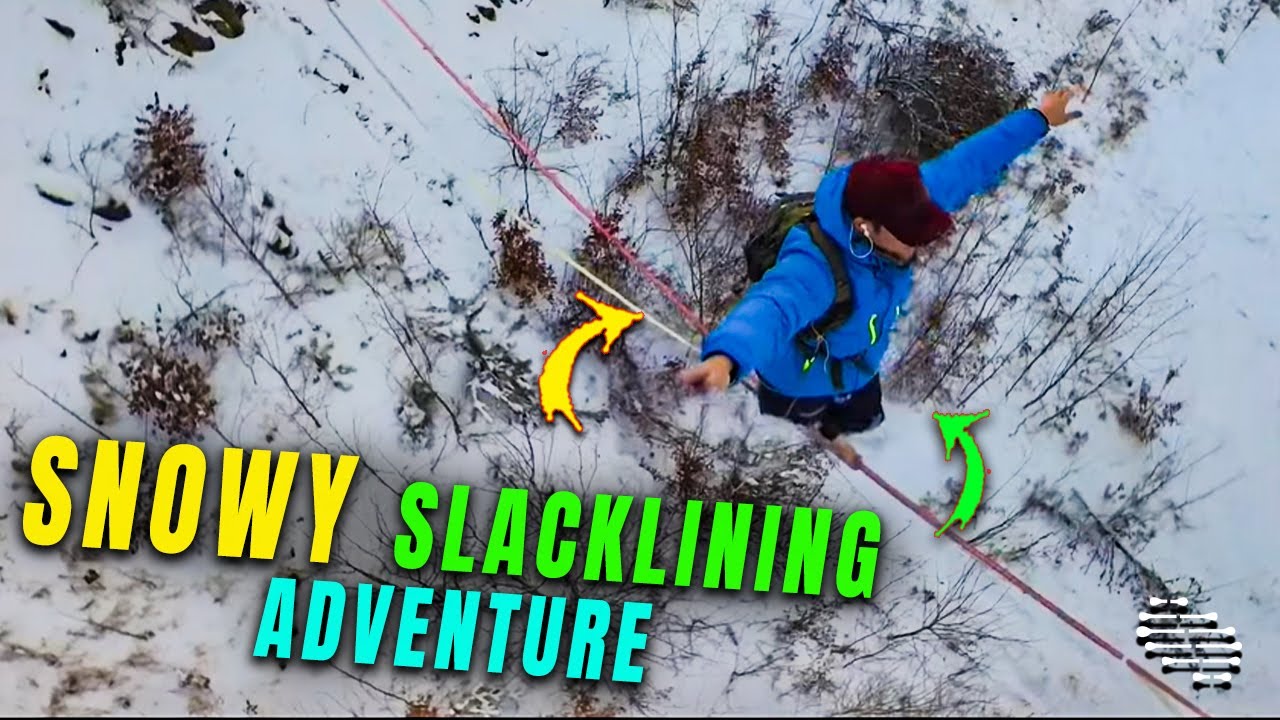 Highliner Walking a Slackline Barefoot amid the Snowy Surroundings ...