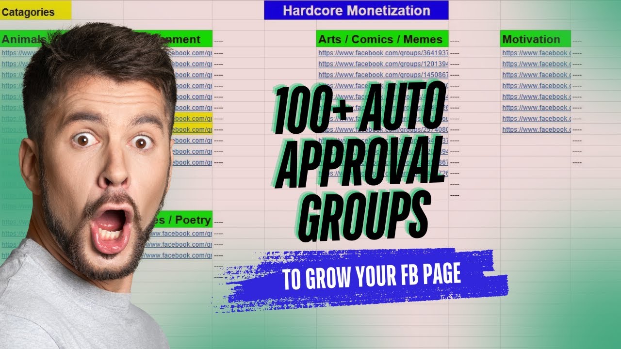100+ Auto Approval Groups for Facebook Posting | Hardcore Monetization - YouTube