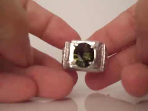 Men's Special Cut Moldavite Sterling Silver 925 Men's Ring - Size 10 ...