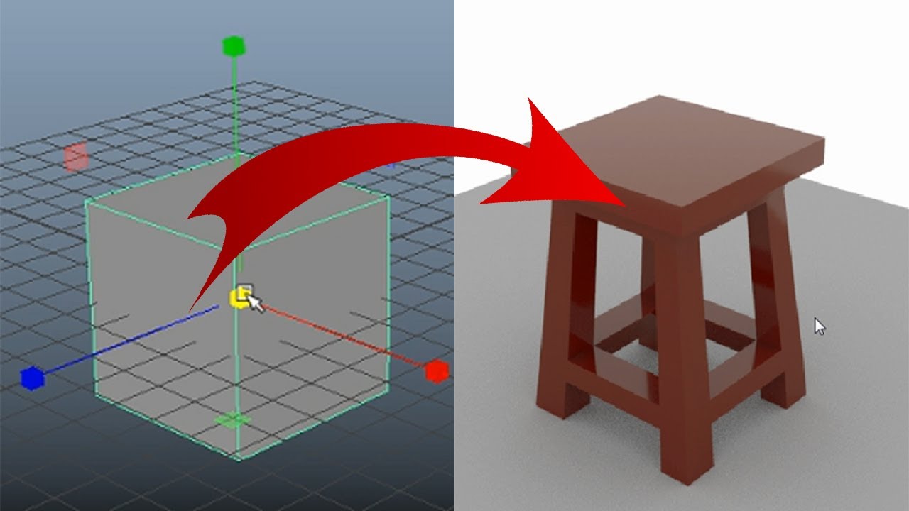 Maya for Beginners | Create 3d model of Stool from cube in MAYA | Learn ...