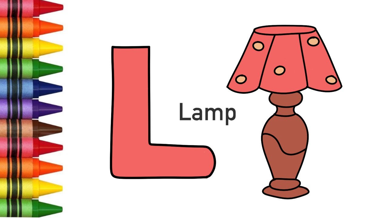 L for Lamp Drawing | Alphabet Drawing | ABCD | How to Draw Lamp | Cute ...