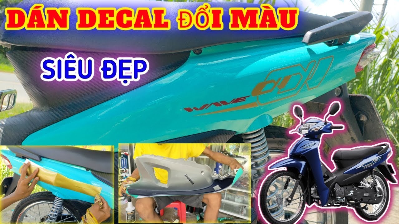 Dan decal xe wave alpha dán decal candy xanh ngọc lục siêu vìp - YouTube