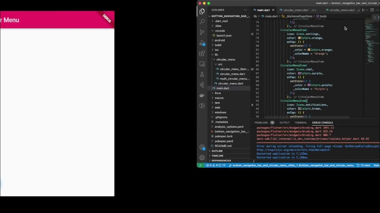 flutter bottom navigation and circular menu - YouTube