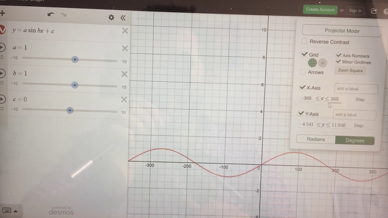 Desmos graphs 4: trigonometry graphs - YouTube