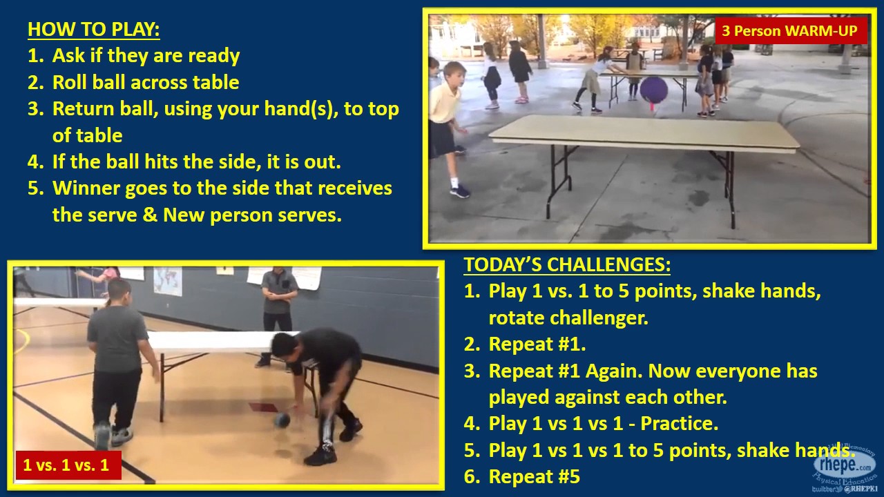 Table Ball for Physical Education: 1v1v1 - 3 person groups - YouTube