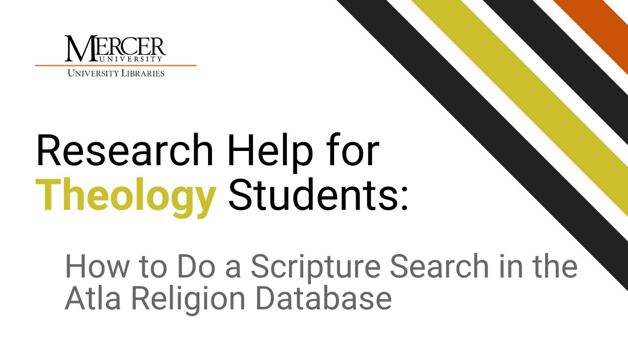 Using Atla for Theology Students: How to Do a Scripture Search in the ...