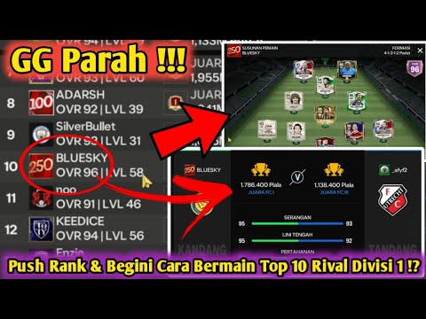 Wow!!!☠️ Cara Bermain Top 10 Rival Divisi 1 FC Mobile Ketika Push Rank ...