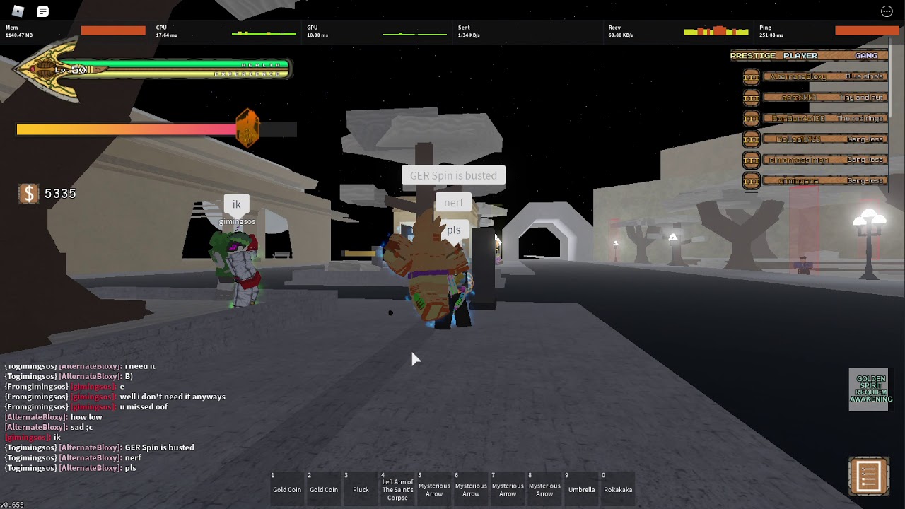 {YBA} GER Spin is broken (w/ build skill tree) - YouTube