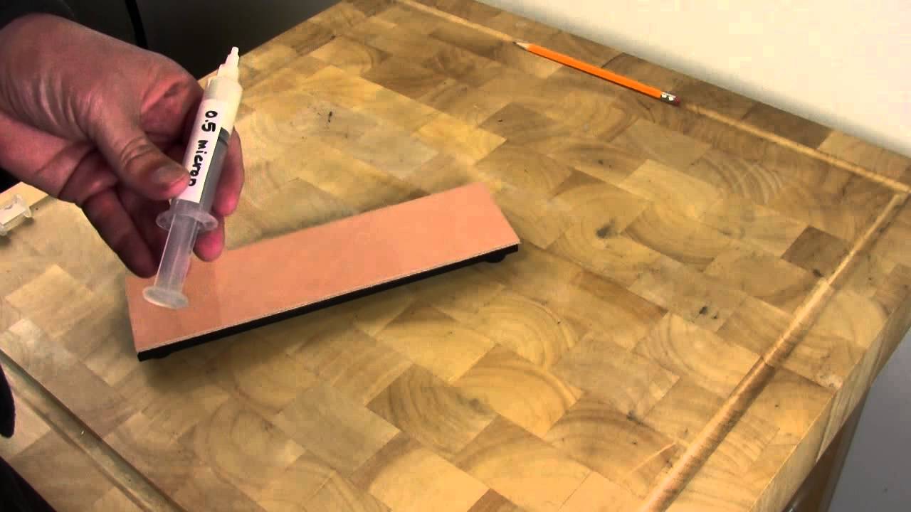 Stropping kitchen knives with leather and diamonds - YouTube