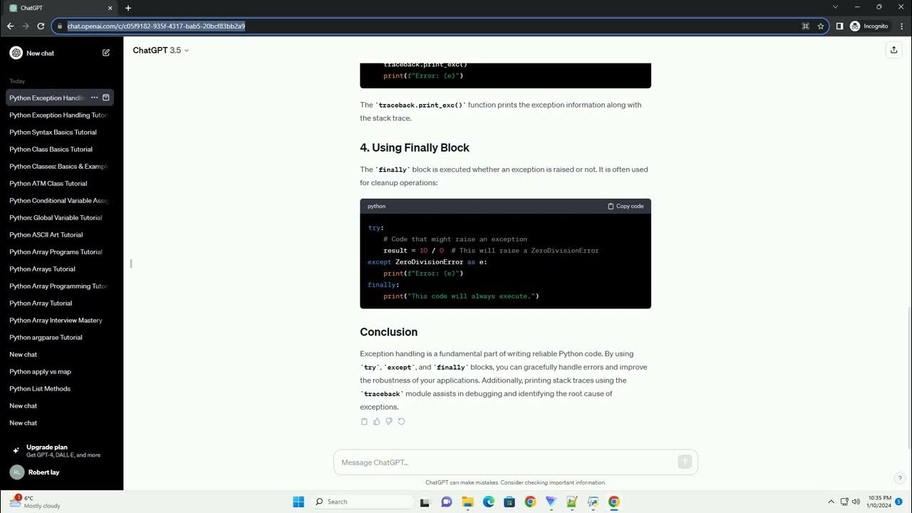 python catch exception and print stack trace - YouTube