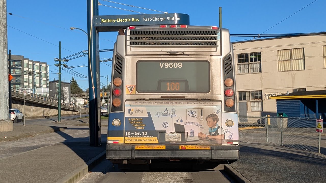 Translink CMBC 9509 on the 100 from Marine drive station to Marpole ...