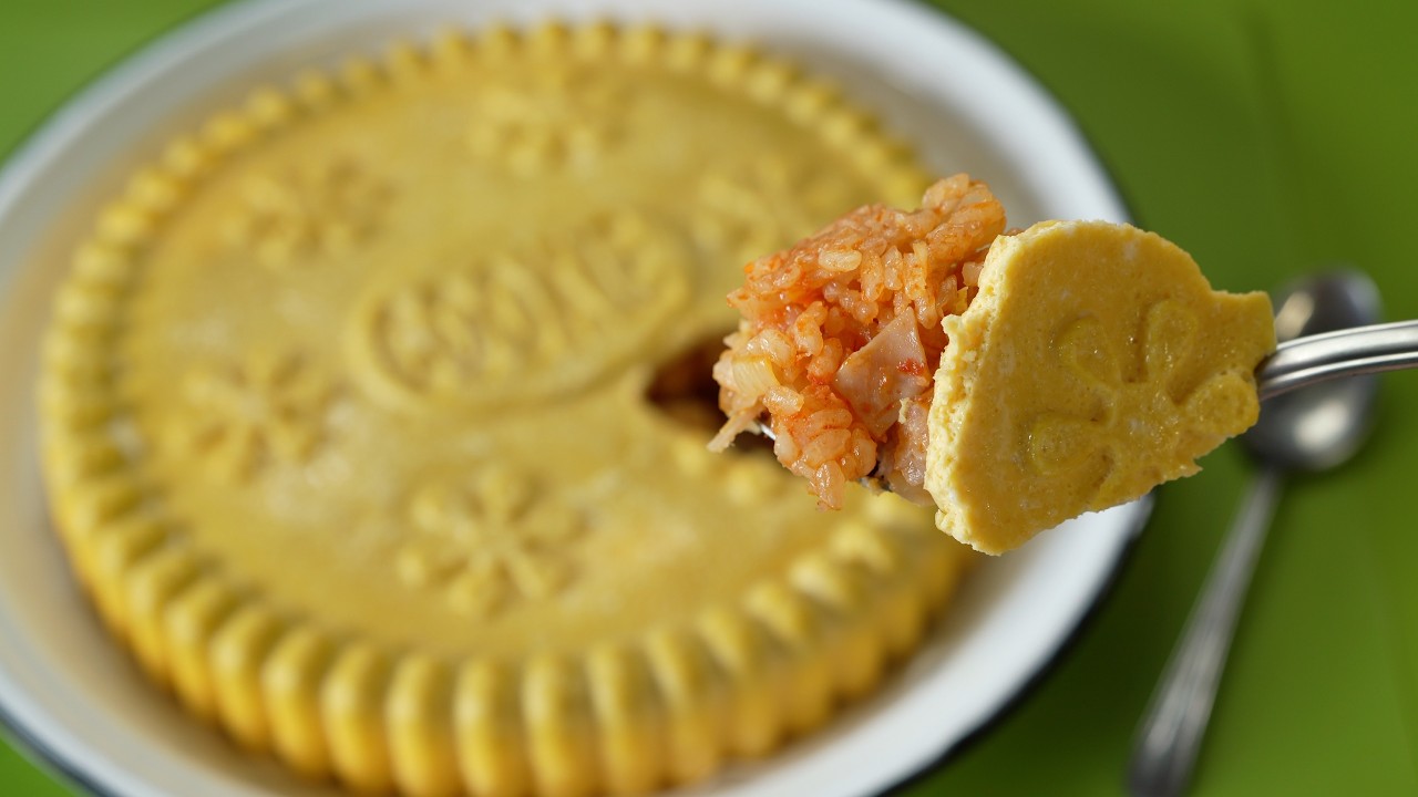 【妄想グルメ】Giant Omelet Rice made in the mold used for Giant Oreo ジャイアントオレオ ...