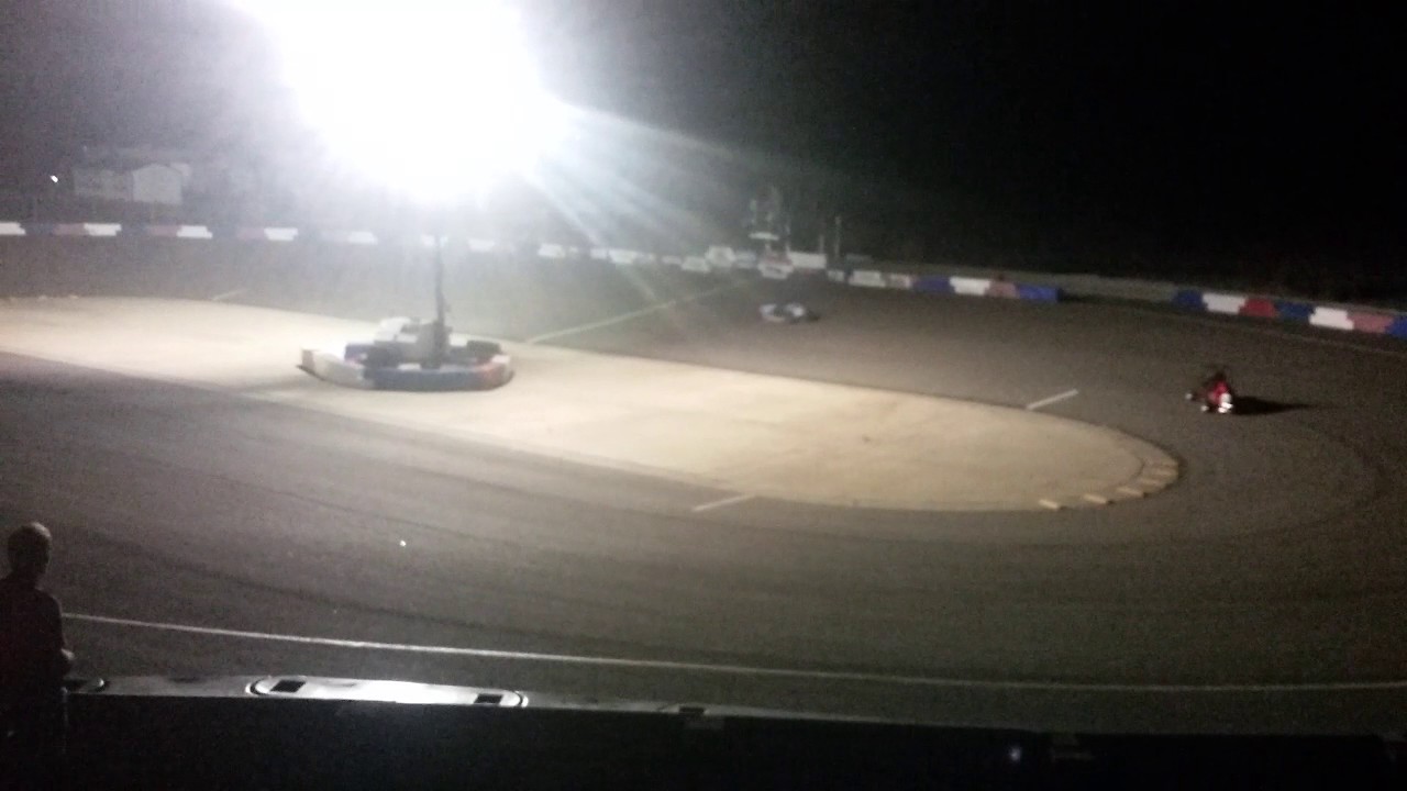Quarter midget action under the lights - YouTube