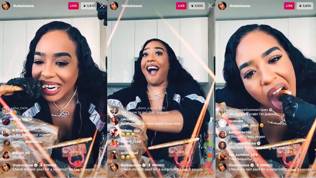 B.SIMONE JUICY CRAB SEAFOOD MUKBANG ON INSTAGRAM LIVE 2020 - YouTube