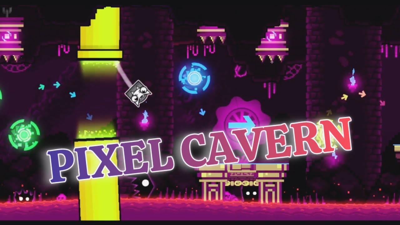 “Pixel Cavern” By NukeForceX (Harder) Daily Level #45 [All Coins] - Geometry Dash - YouTube