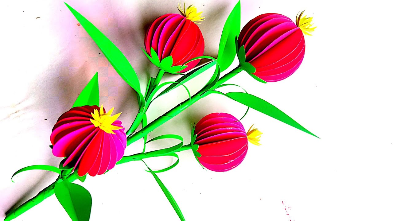Paper flowers craft | SRS chitrakari | DIY- Crafts | Kagaj ke phool ...