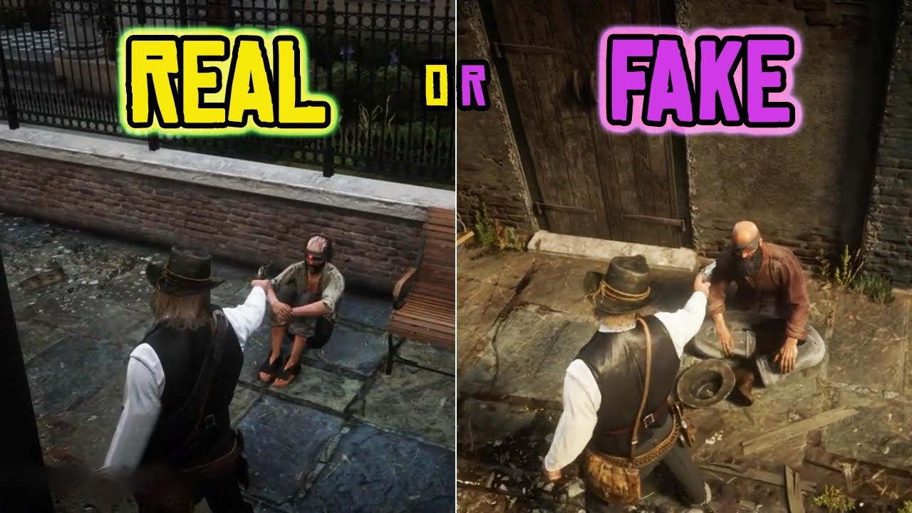 FAKE vs REAL blind beggar - RDR2 - YouTube