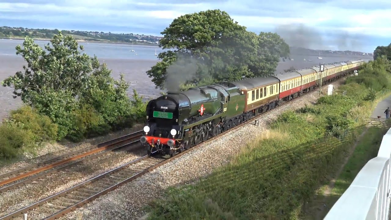 (4k) 35028 Clan Line Returns On " The Torbay Express" At Goodrington ...